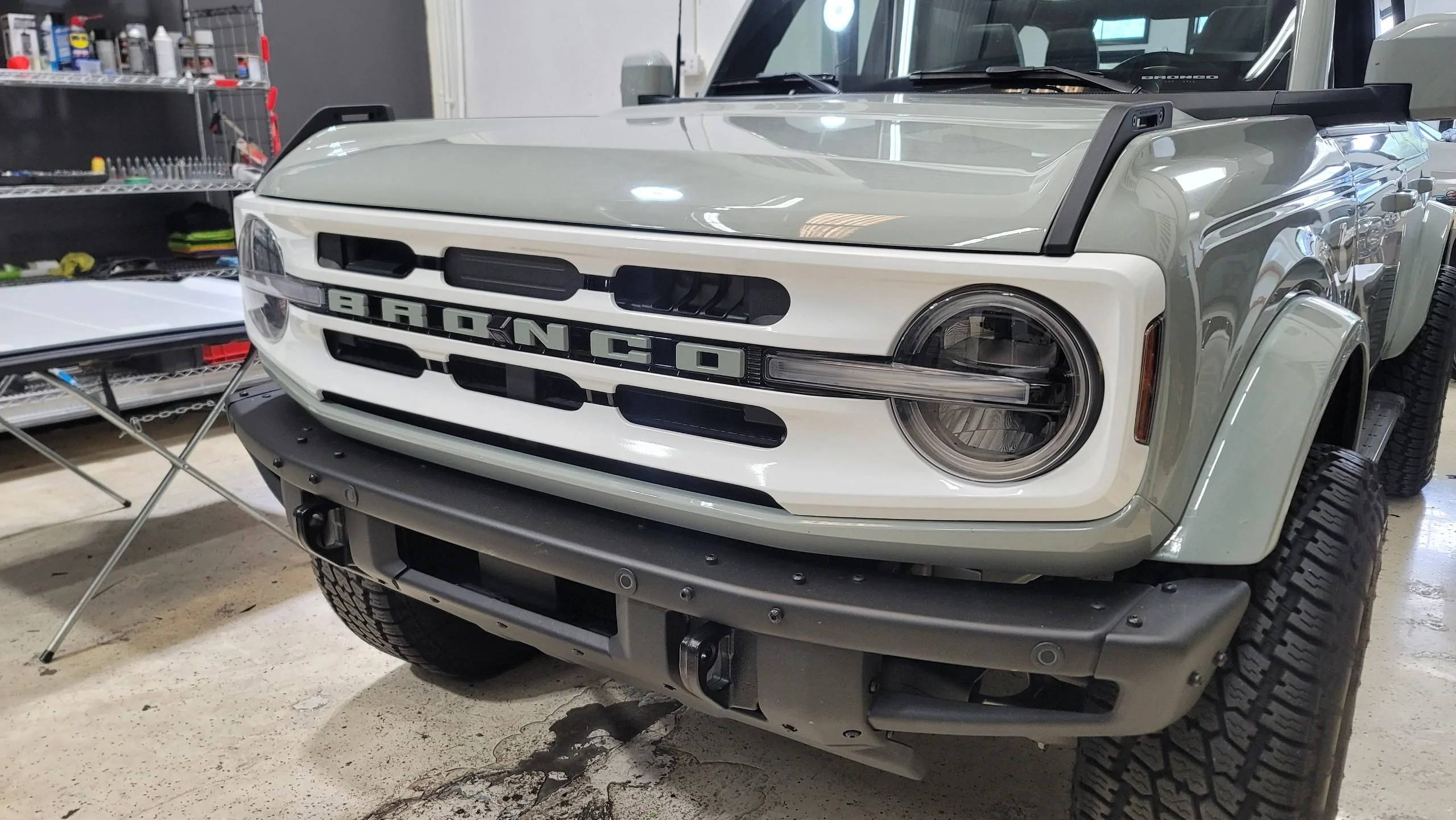 Retro Build Outerbanks Bronco featuring white roof, grill, stripes ...