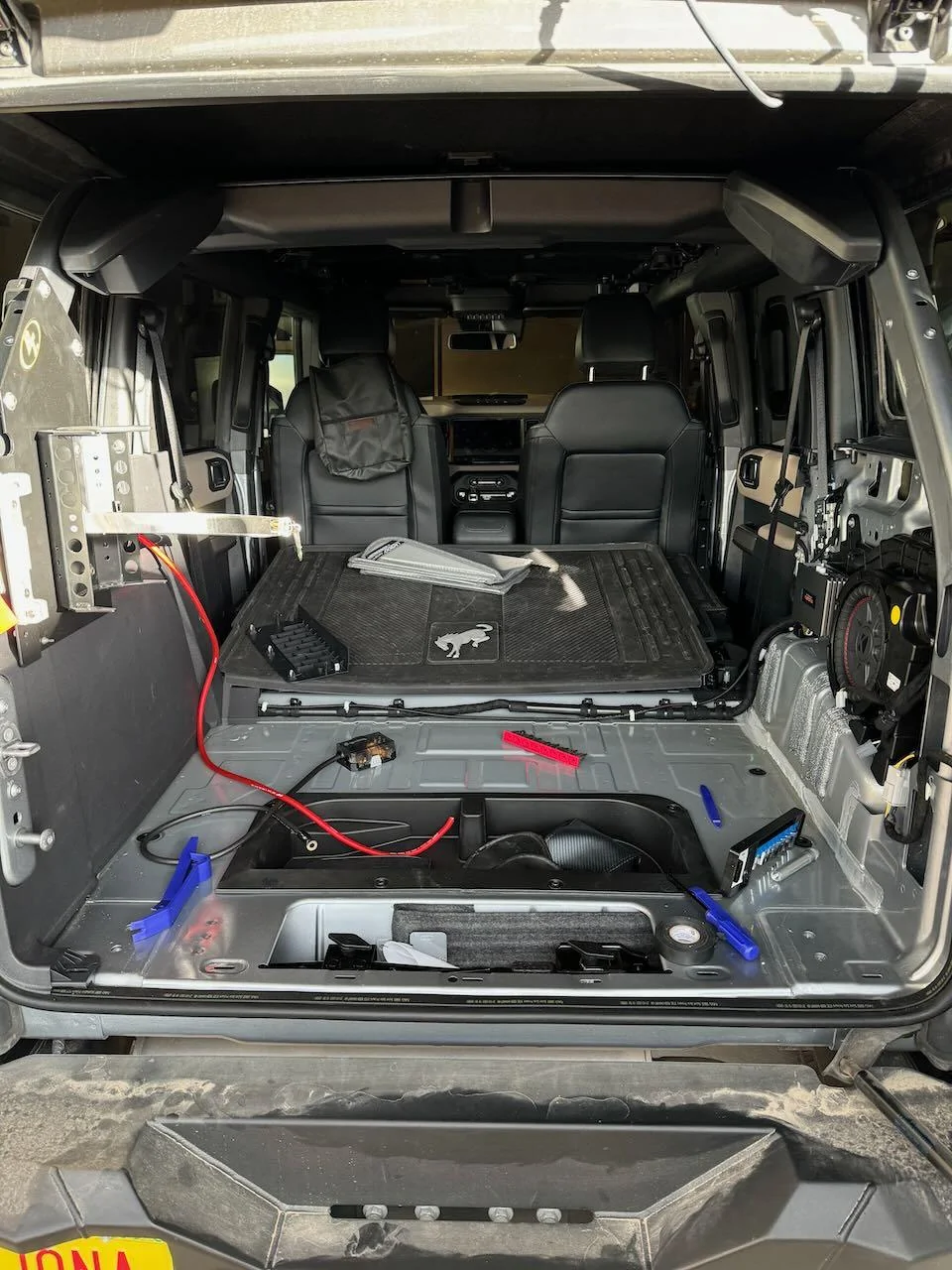 JL audio bronco stealth box install with muse way six channel amplifier ...