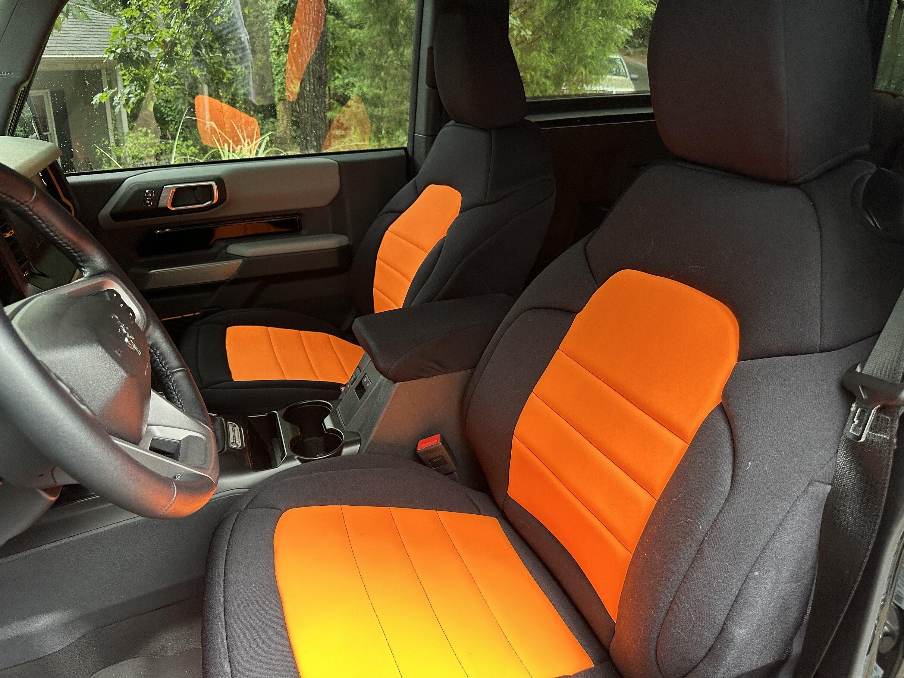 Orange/black Wet Okole seat covers in black 2 dr/7MT Badlands ...