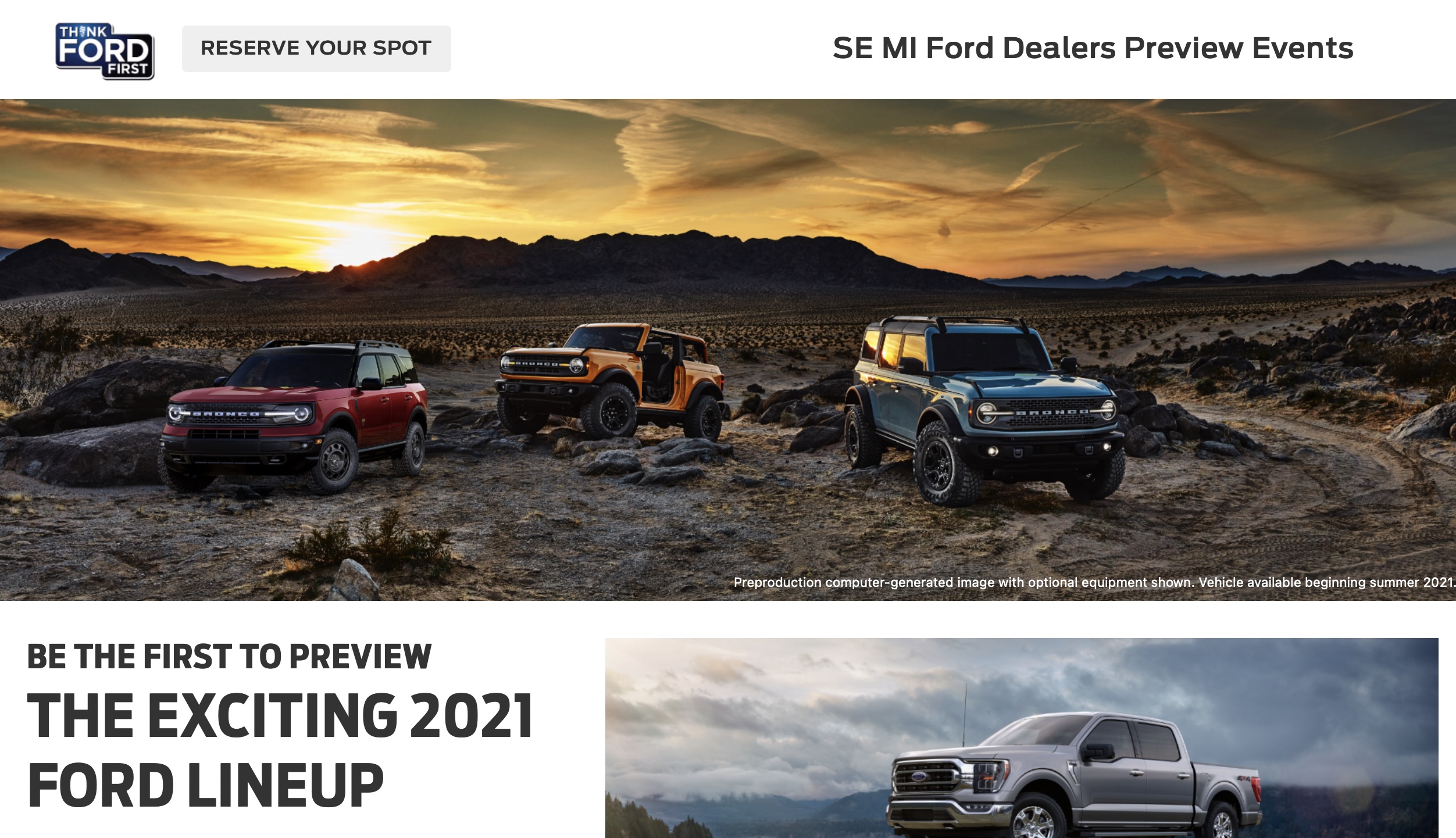 Sign up for Michigan dealer events to see the Bronco in person ...