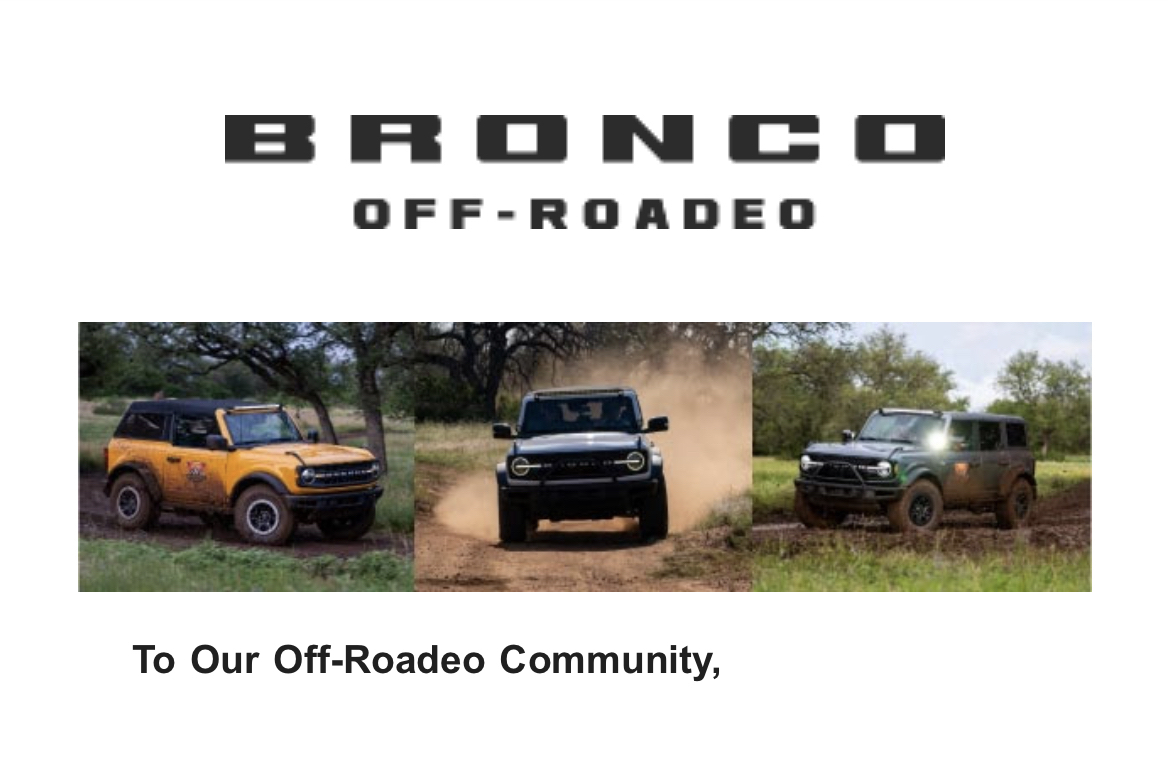 Bronco Off-Rodeo guest price reduced | Bronco6G - 2021+ Ford Bronco ...