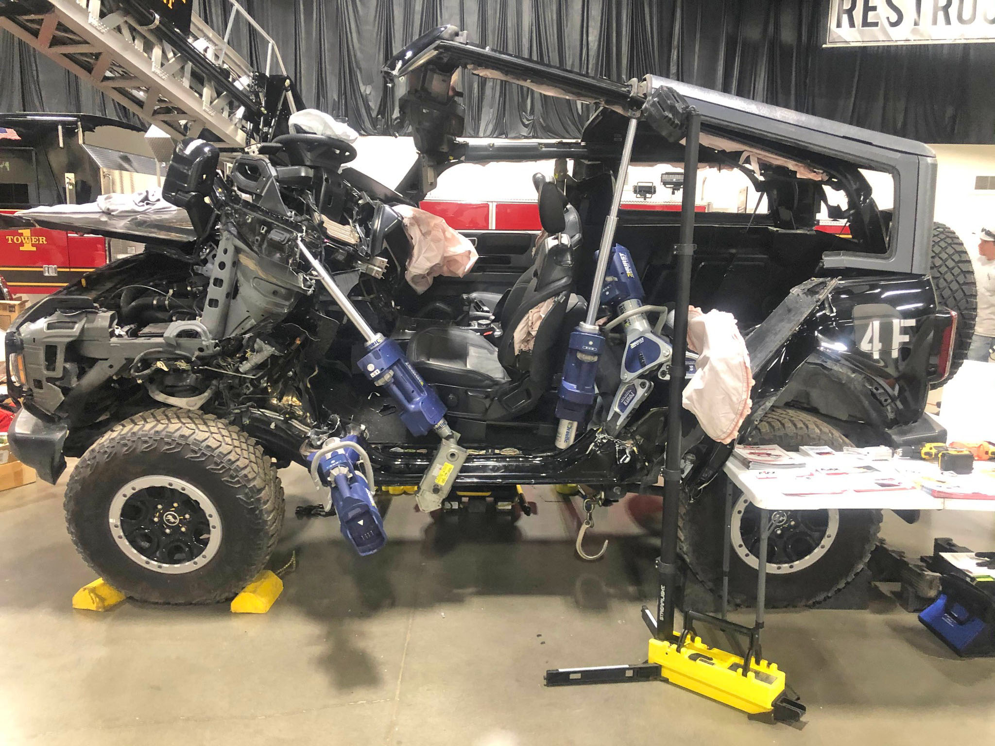 What the Bronco looks like cut open using firemen rescue tools ...