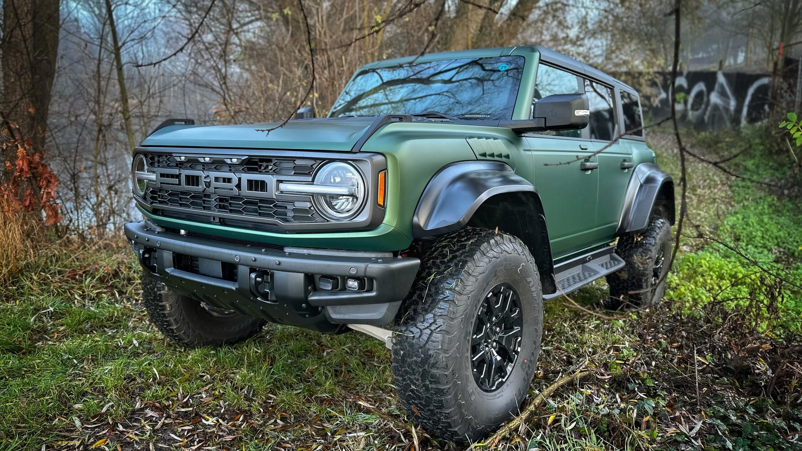 Eruption Green Bronco Raptor Wrapped In Satin Stealth Ppf Wrap With Black Bumper Bronco6g