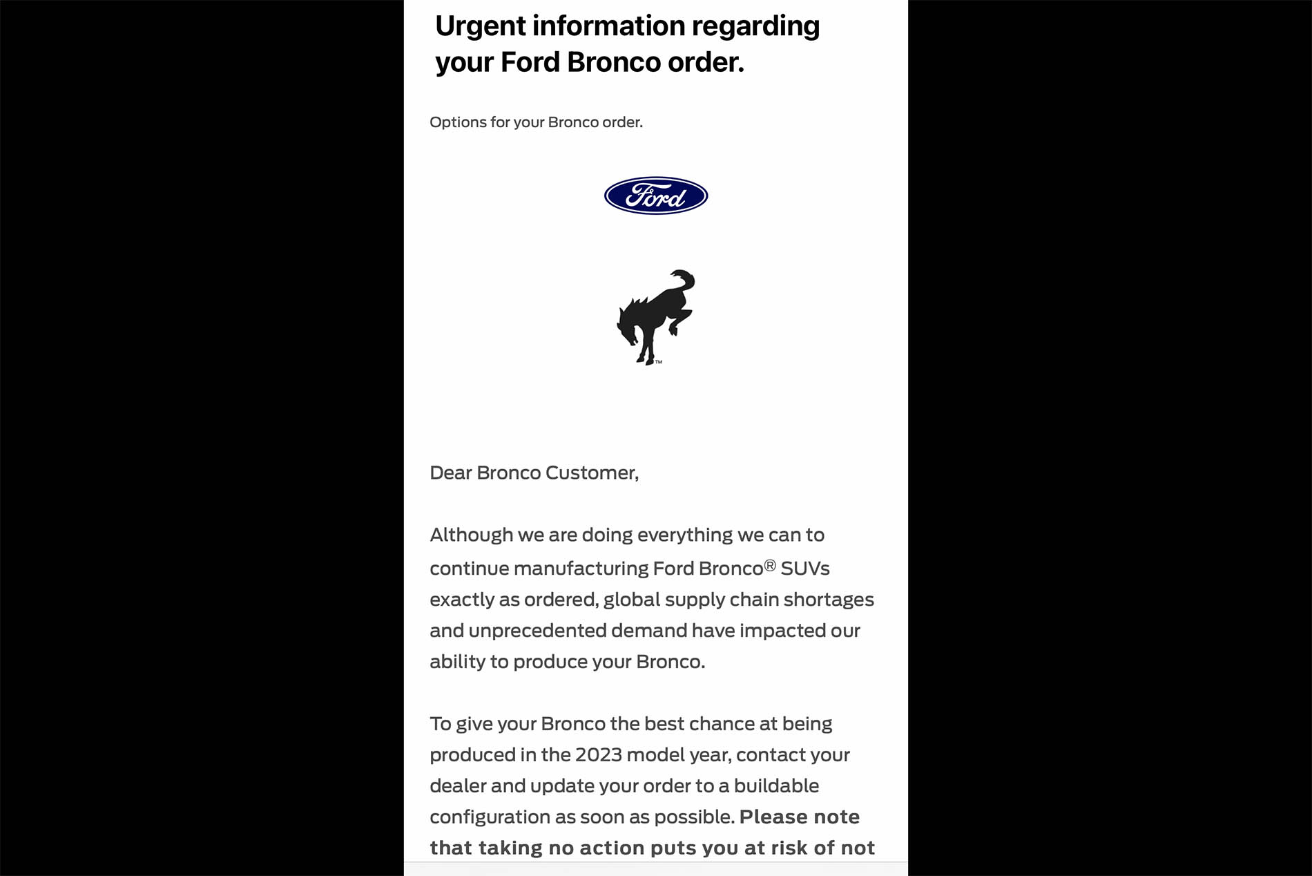 📧 Bad news Friday... official email from Ford: "Urgent information ...