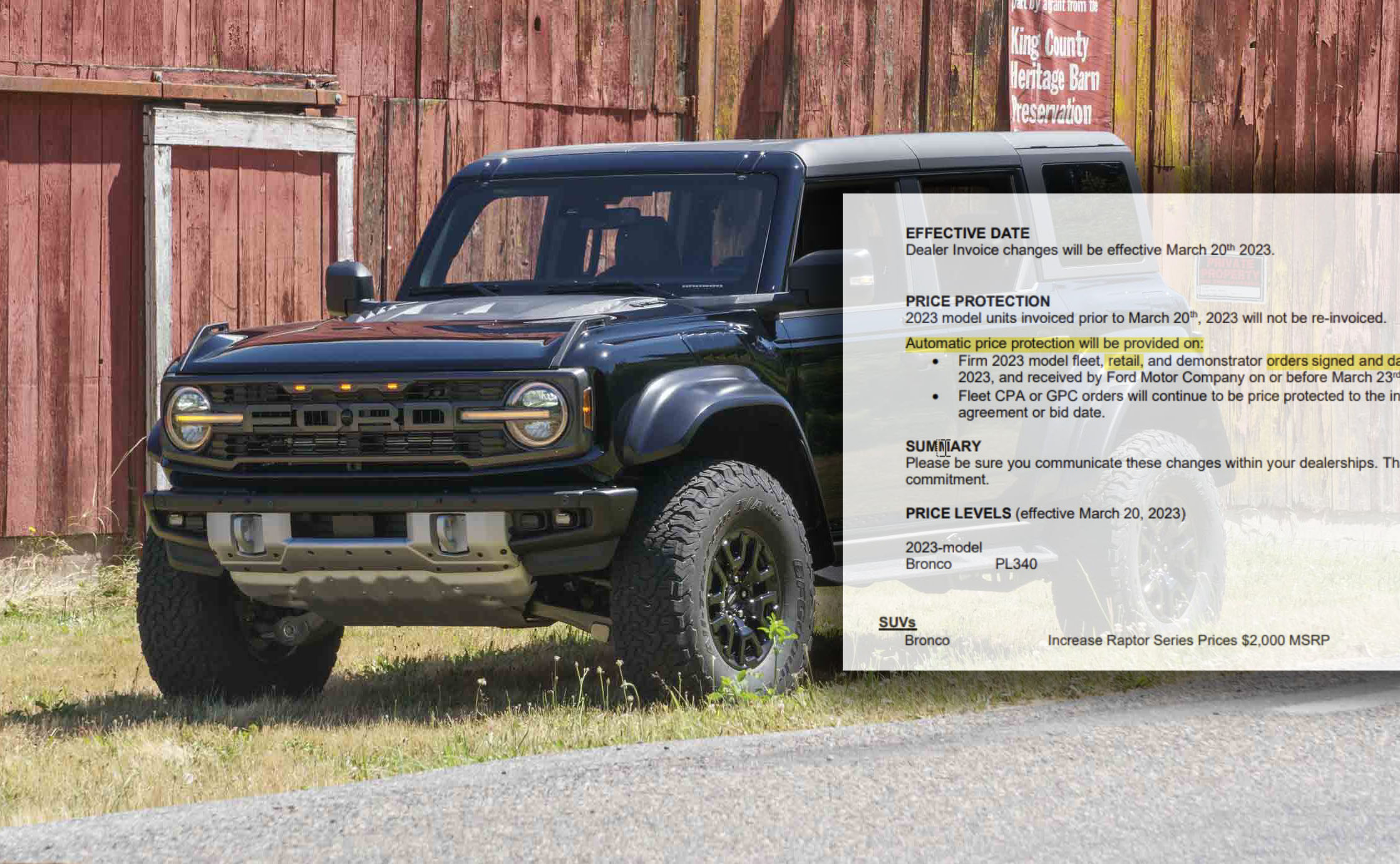 Mid-Year 2023 Bronco Raptor Price Increasing $2,000 - Effective March ...