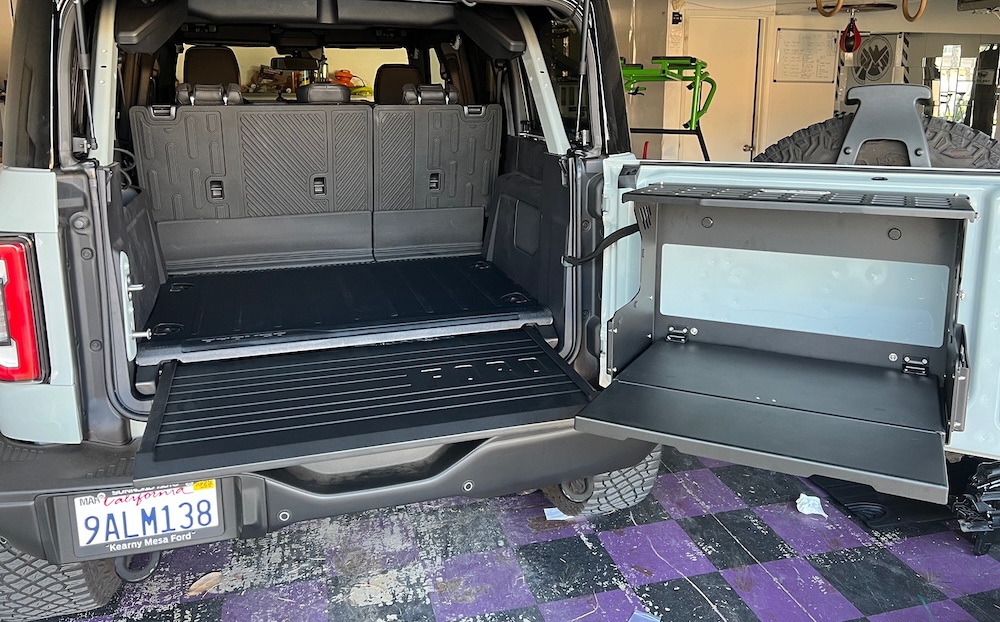 Installed slide out tailgate and Broaddict tailgate table | Bronco6G ...