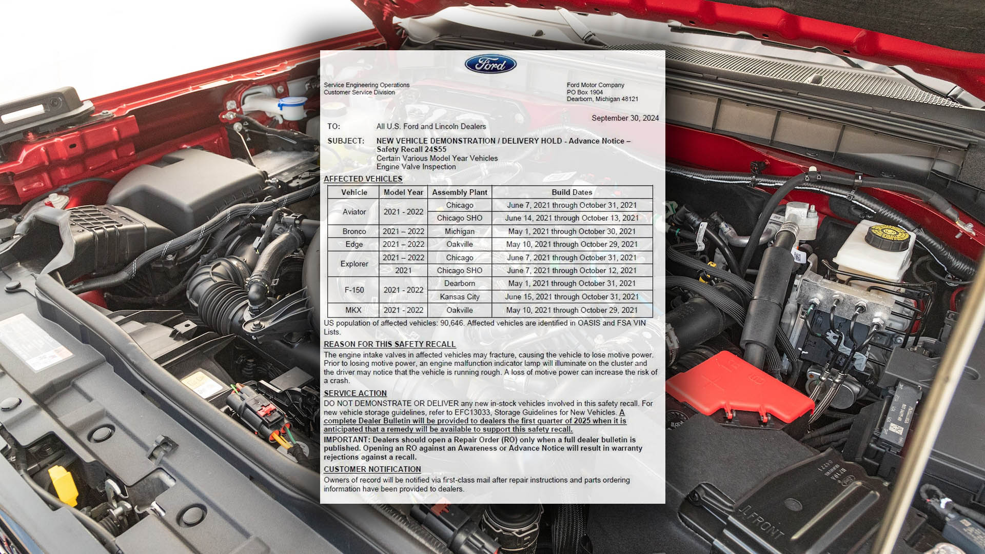 Safety Recall 24S55 - 2.7L Engine Valve Inspection | Bronco6G - 2021 ...